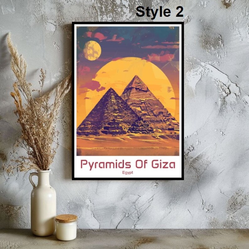 Pyramid of Giza Egypt Poster Travel Print Wall Sphinx Poster Wall Art ...