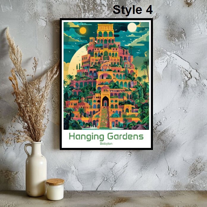 Hanging Gardens of Babylon Poster Travel Print Wall Hanging Gardens ...