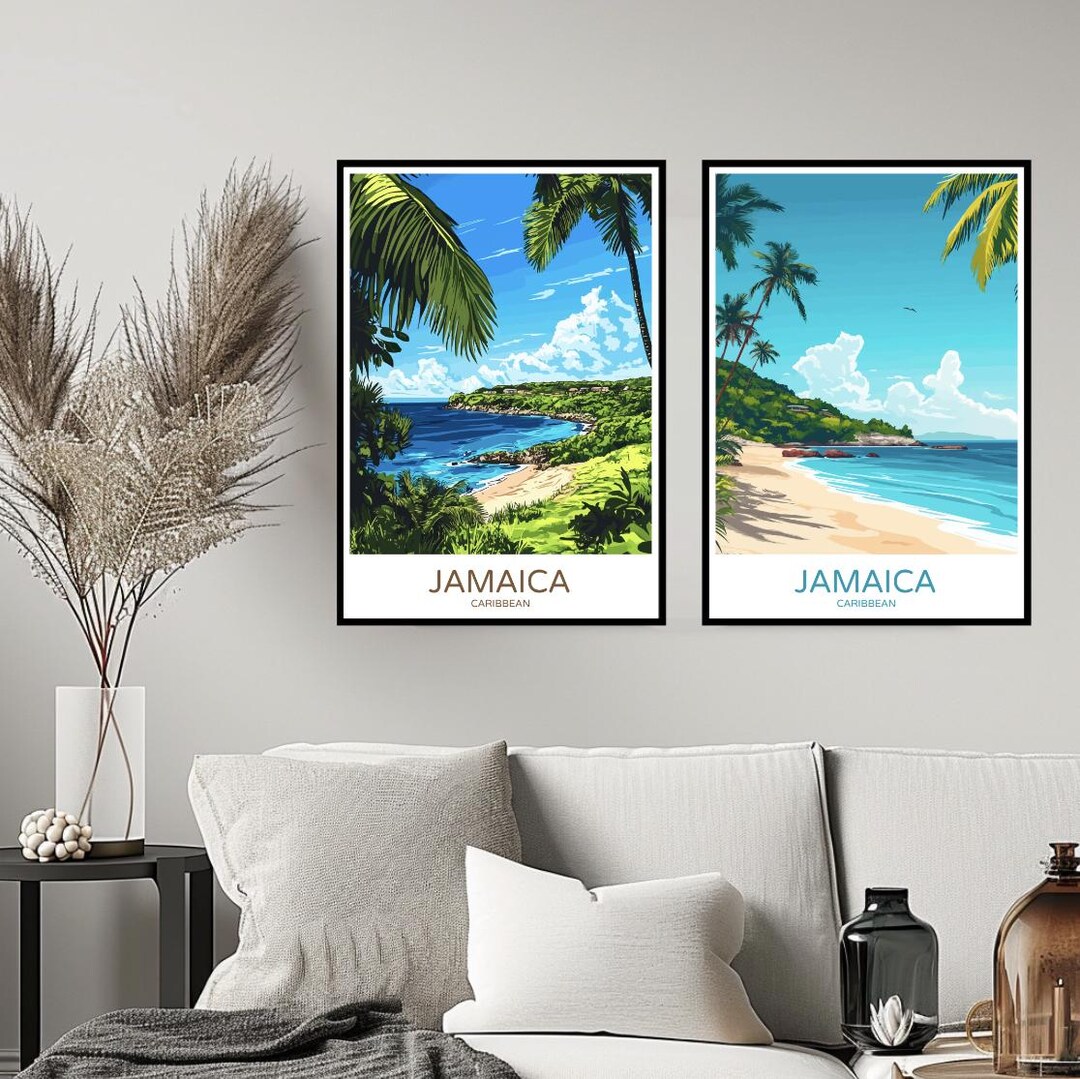 Jamaica Caribbean Poster Travel Jamaica Island Kingston Wall Home Decor ...