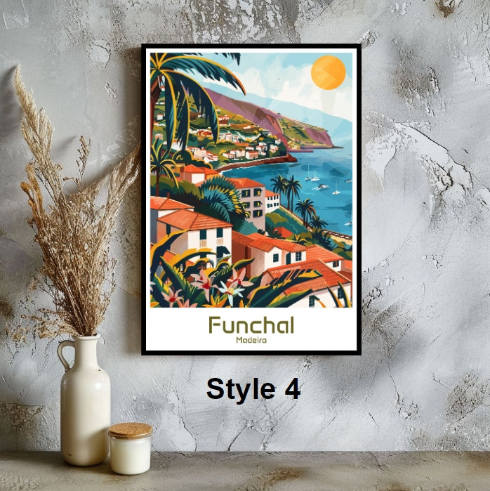 Funchal Madeira Poster Travel Print Wall Madeira Funchal Poster Wall ...