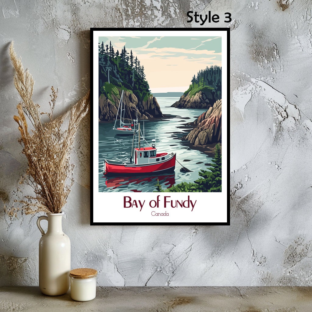 Bay of Fundy Canada Travel Poster Print Wall Bay of Fundy Poster Wall ...