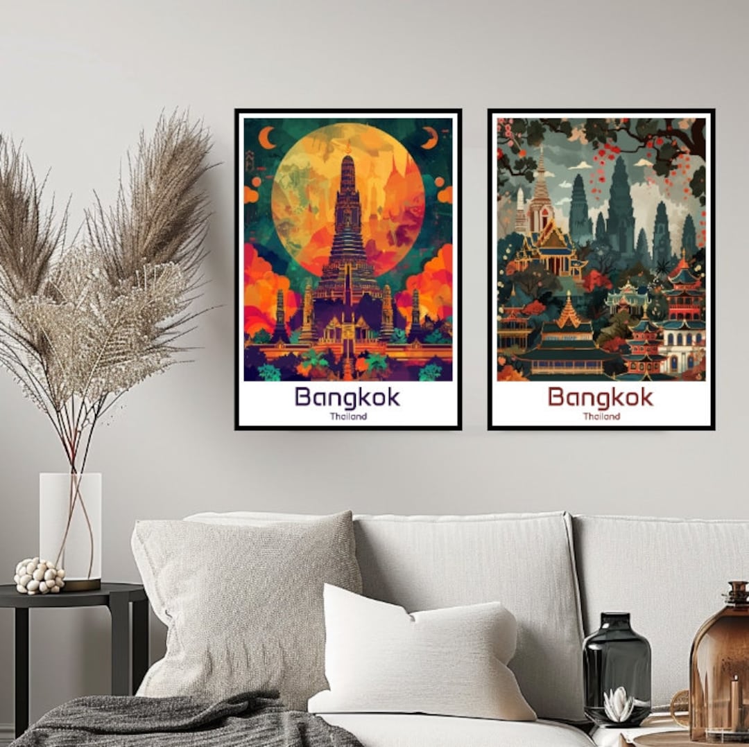 Bangkok Thailand Poster Travel Print Wall Thailand Bangkok Poster Wall ...