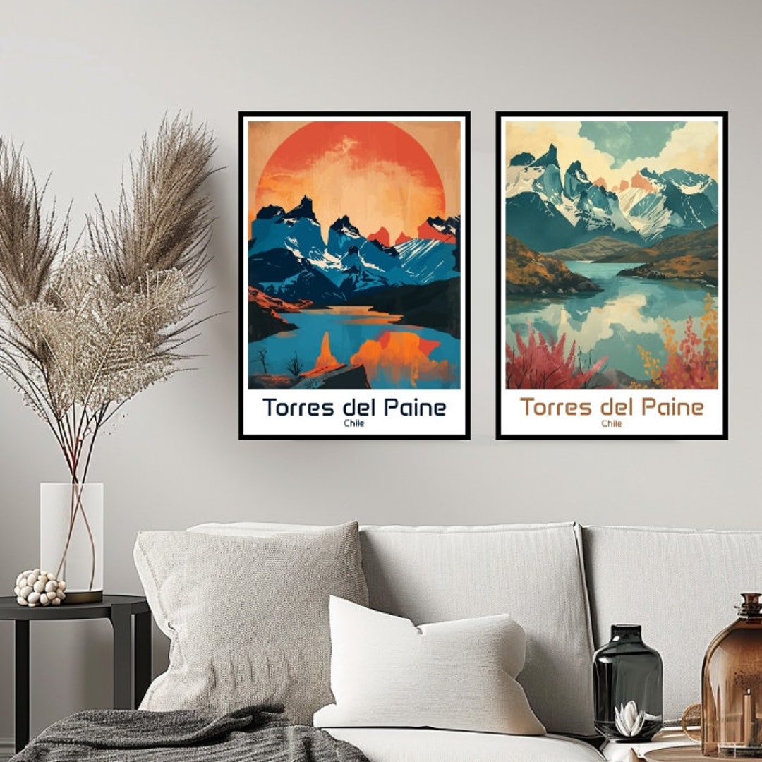 Torres Del Paine Chile Poster Travel Print Wall Chile Torres Del Paine ...