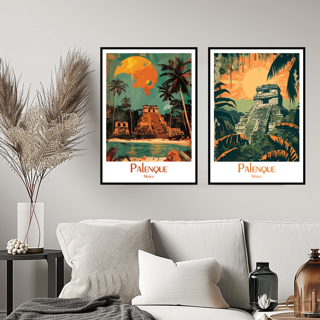 Palenque Mexico Travel Poster Print Wall Mexico Palenque Poster Wall ...