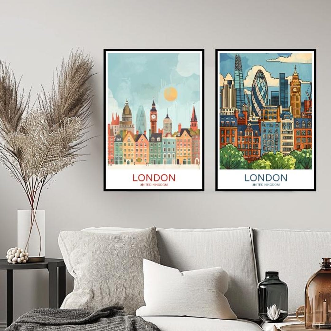 London Skyline UK Poster Travel Print London River Thames United ...