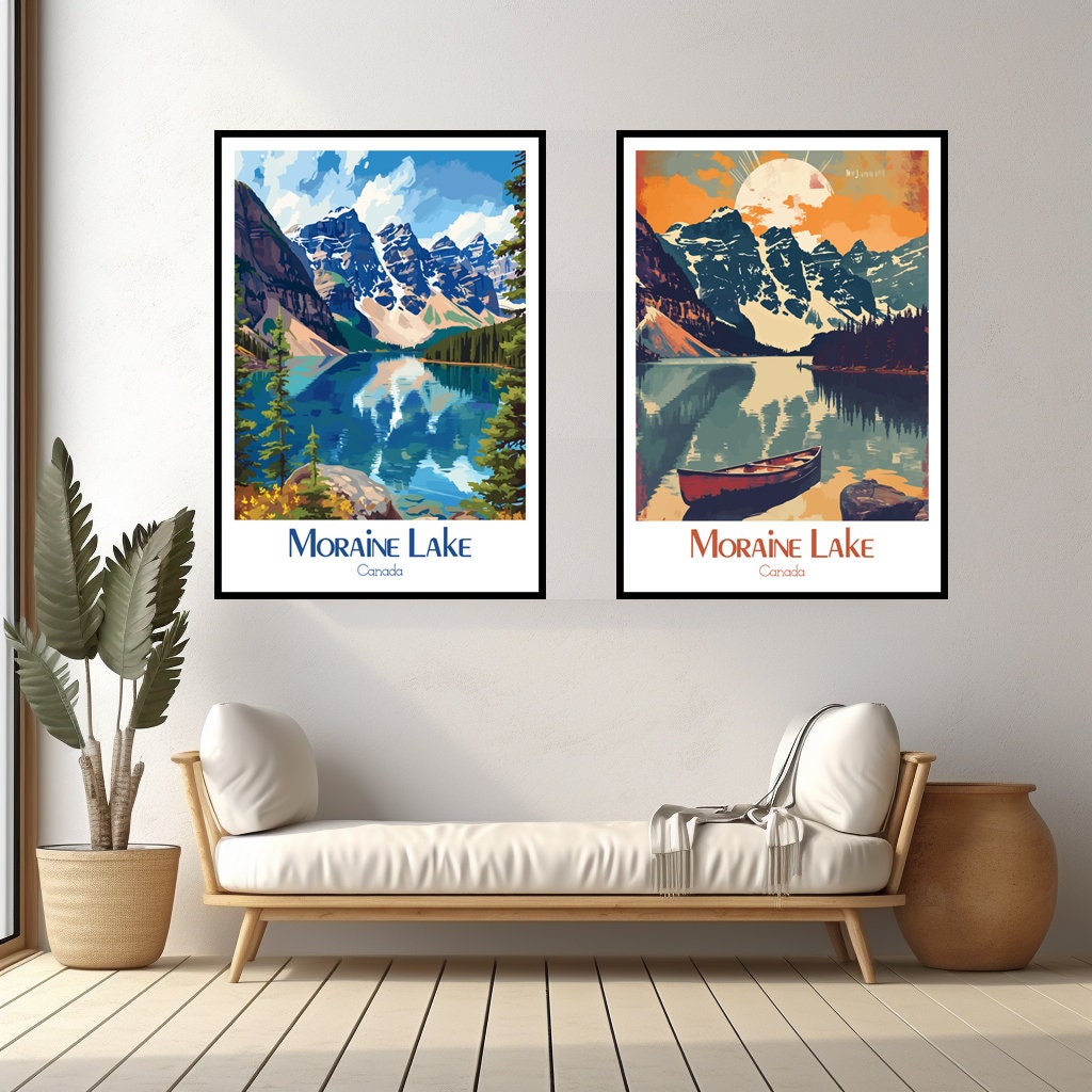 Moraine Lake Canada Travel Poster Print Wall Banff National Park Poster Wall Poster Home Decor ...