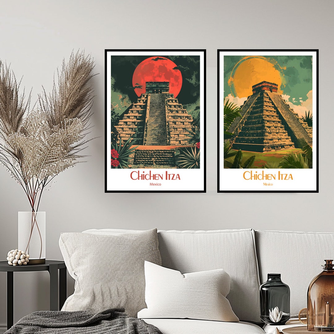 Chichen Itza Mexico Travel Poster Print Wall Mexico Chichen Itza Poster ...