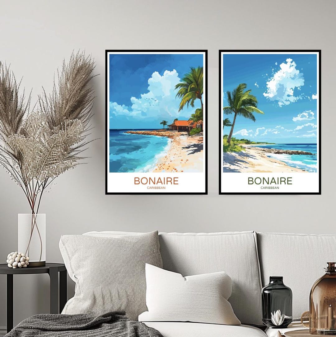 Bonaire Caribbean Poster Travel Bonaire Island Leeward Antilles Wall ...