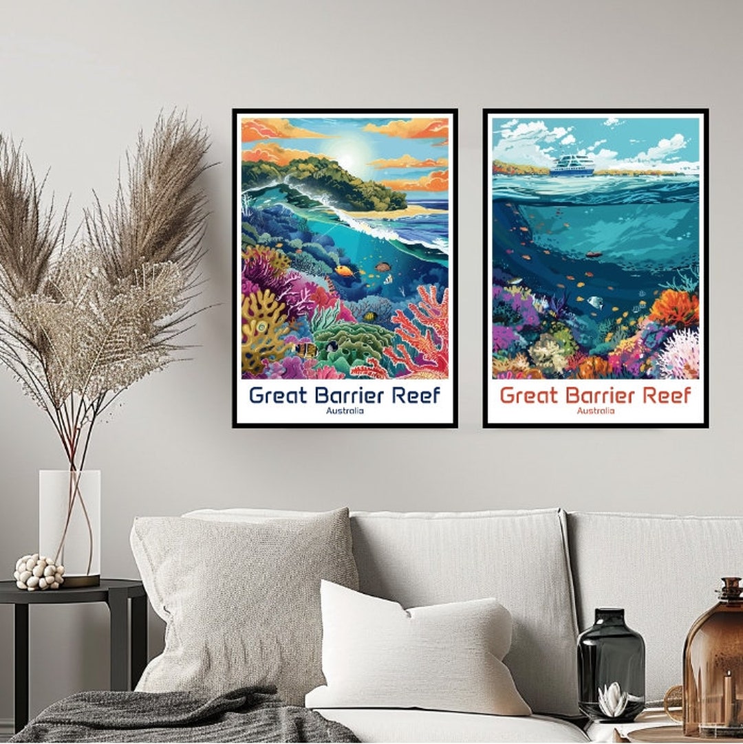 Great Barrier Reef Australia Poster Travel Print Wall Great Barrier ...