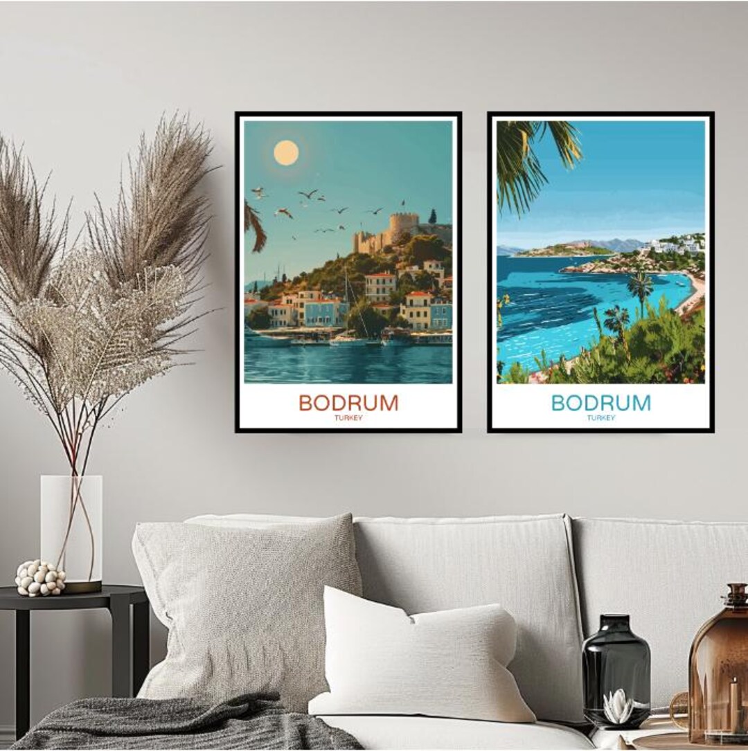 Bodrum Turkey Poster Travel Print Bodrum Muğla Aegean Coast Wall Home ...