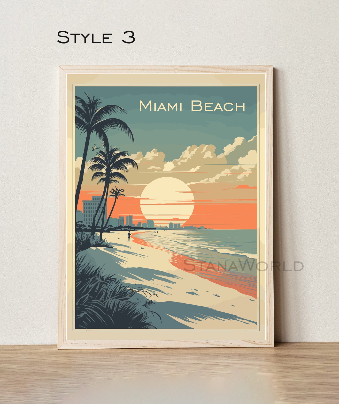 Miami Beach Travel Poster American Decor USA Travel Poster Miami Decor ...