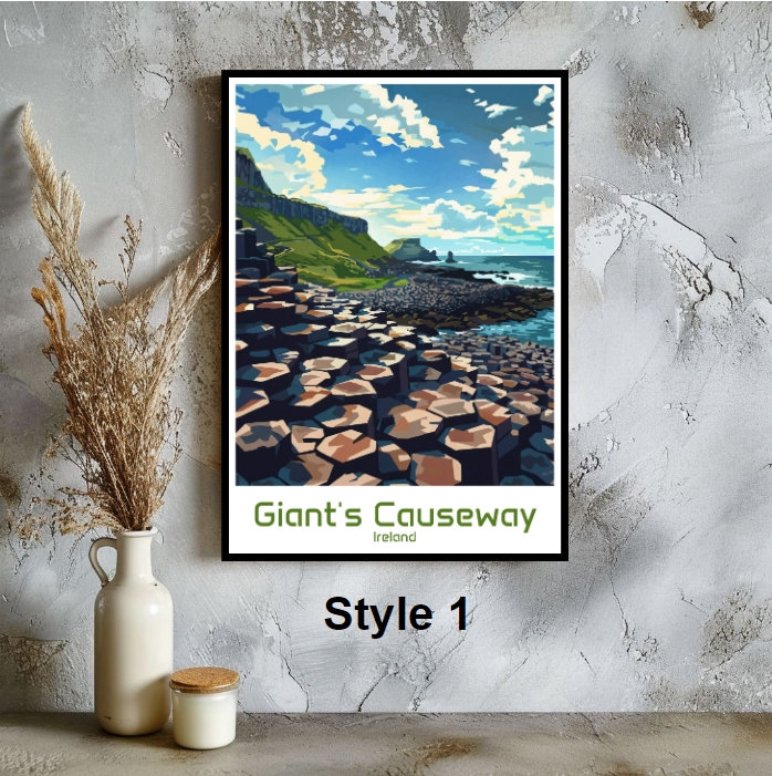 Ireland Giant's Causeway Poster Travel Print Wall Giant's Causeway ...