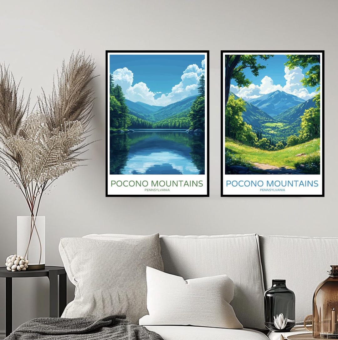 Pocono Mountains Pennsylvania Poster Travel Print Poconos Mountains USA ...
