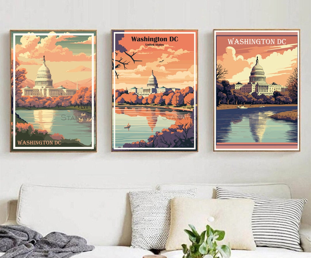 Washington D.C. Unites States Travel Poster Print Wall Art Washington ...