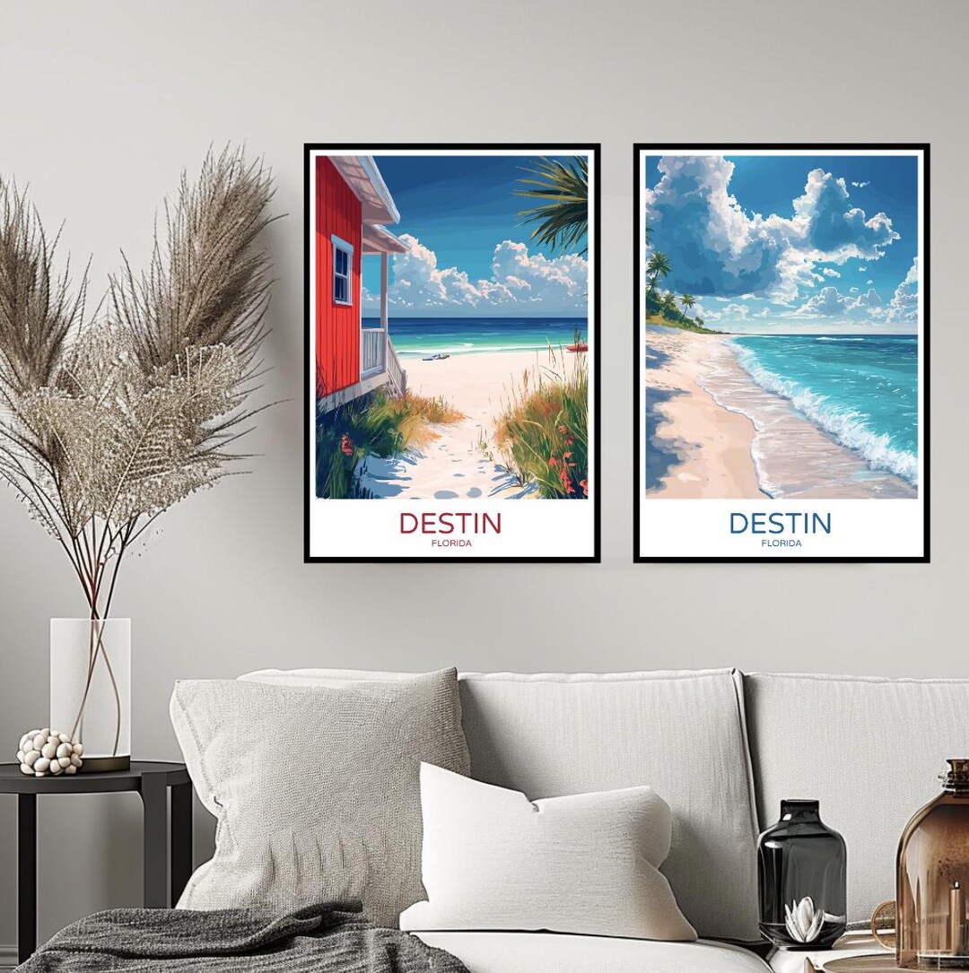 Destin Florida Poster Travel Print Destin Beach Emerald Coast Okaloosa ...