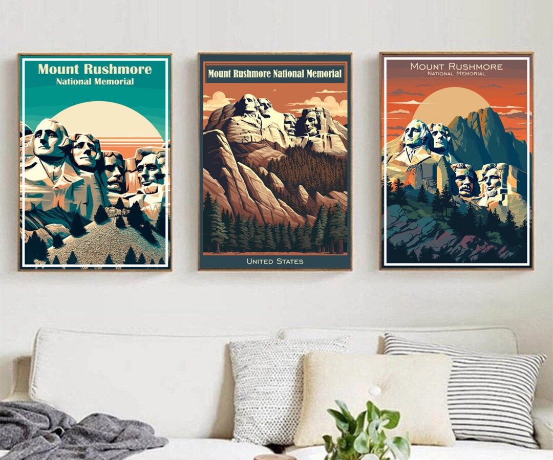 Mount Rushmore National Memorial Travel Poster Print Wall Art Mount ...