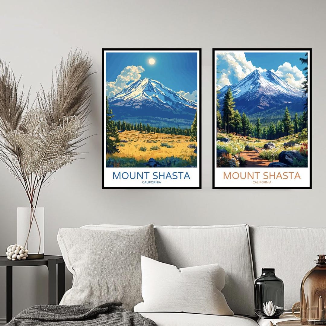 Mount Shasta California Poster Travel Print Mount Shasta Cascades USA ...