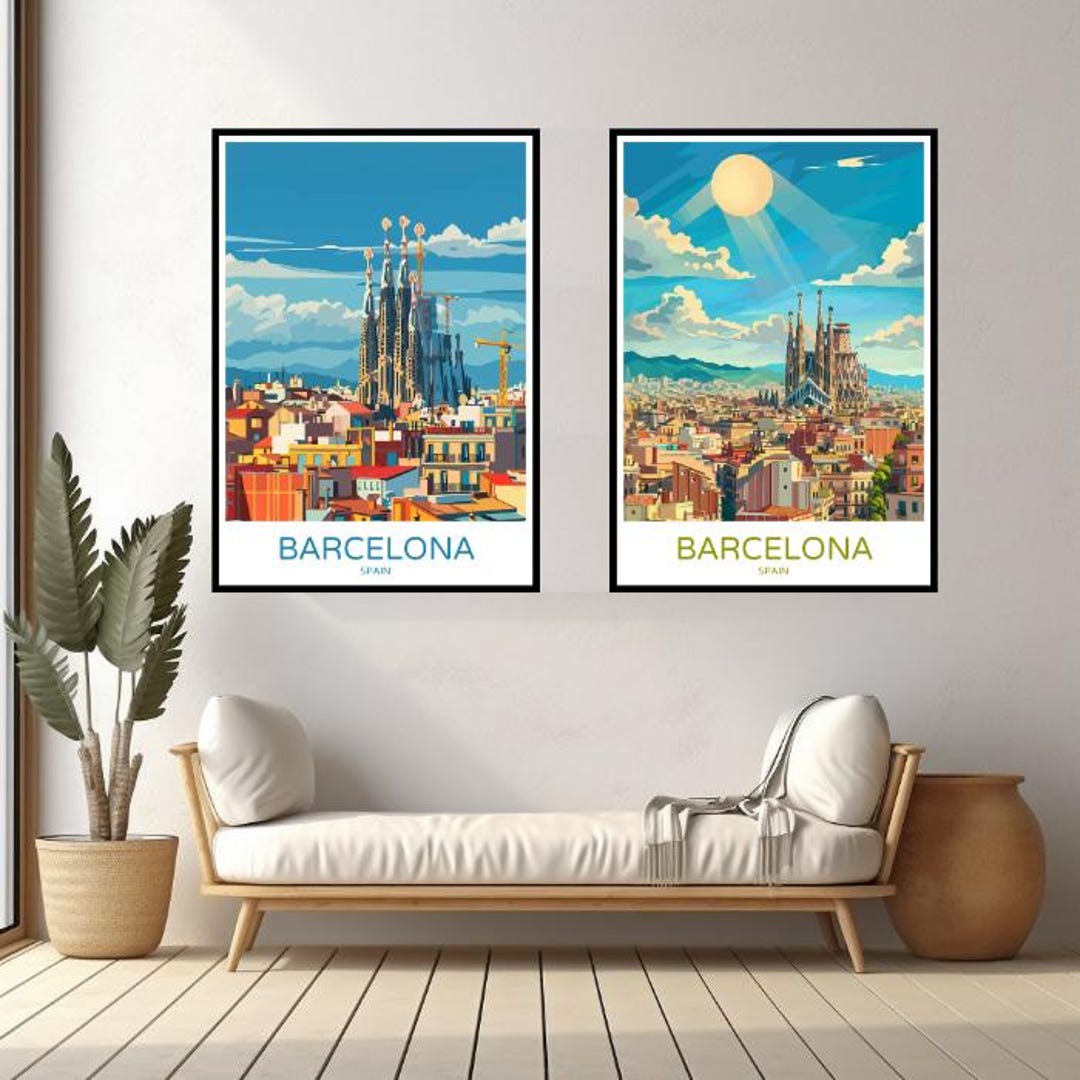 Barcelona Spain Poster Travel Print Barcelona Catalonia Sagrada Família ...