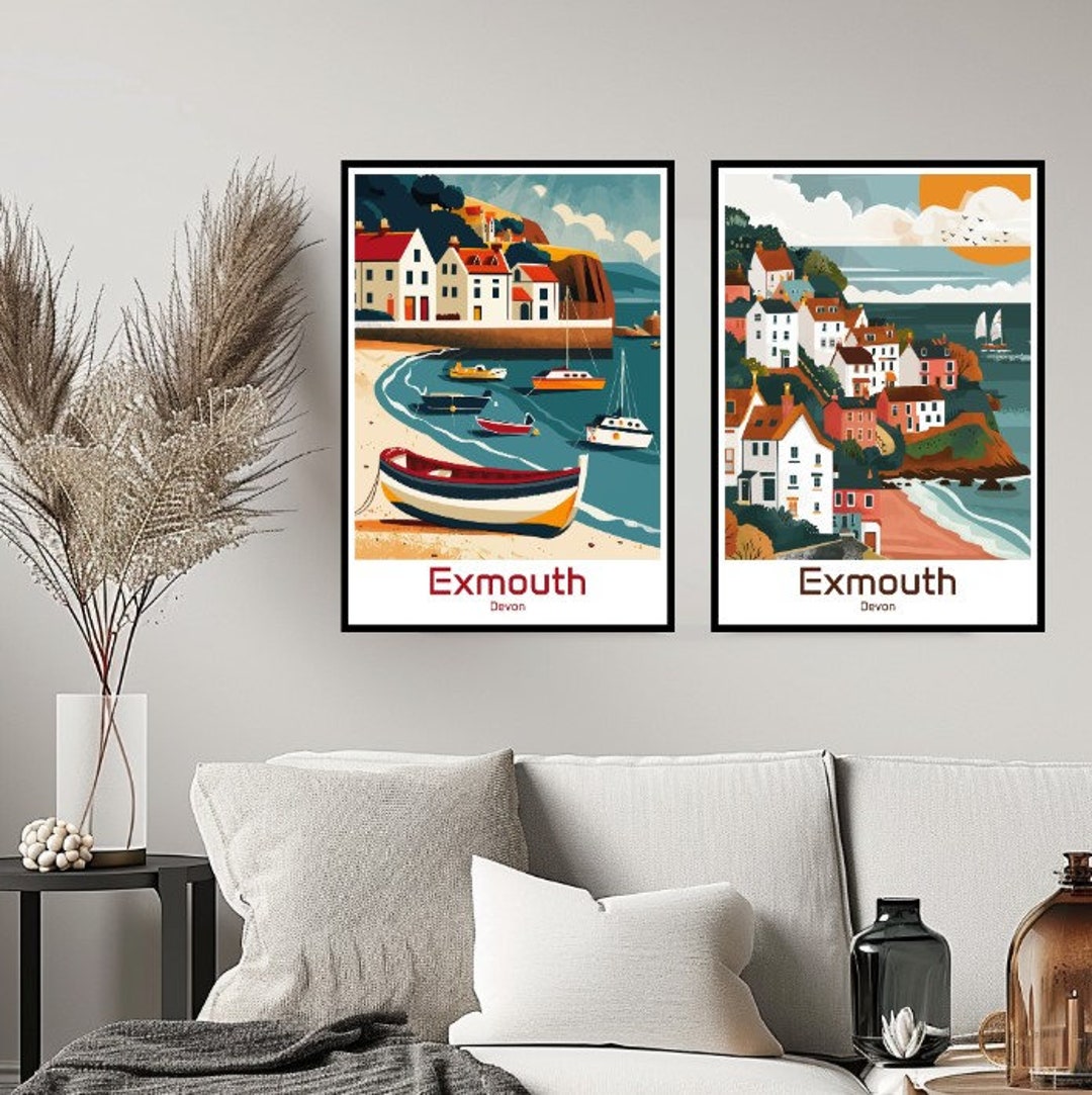 Exmouth Devon Poster Travel Print Wall Devon Exmouth Poster Wall Art ...