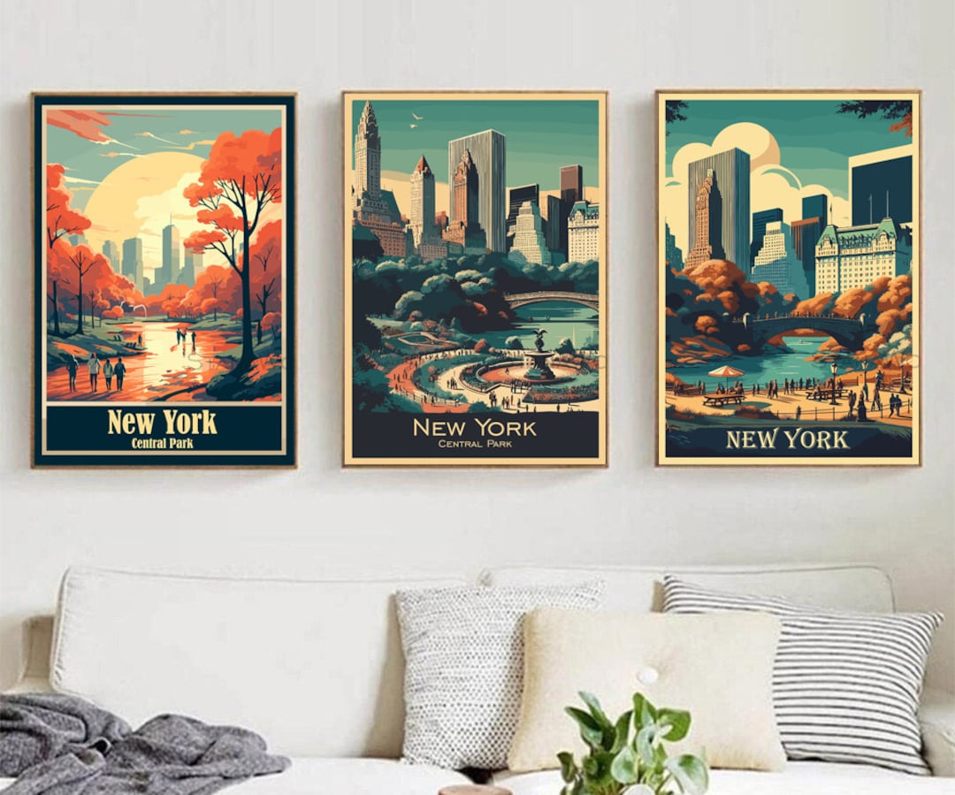 Central Park New York Unites States Travel Poster Print Wall Art ...