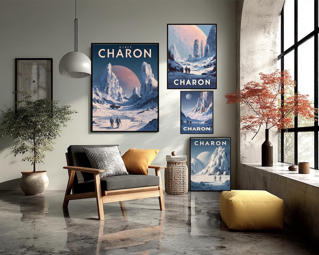 Futuristic Charon Travel Poster Pluto Moon Sci Fi Colony Retro Futurism ...