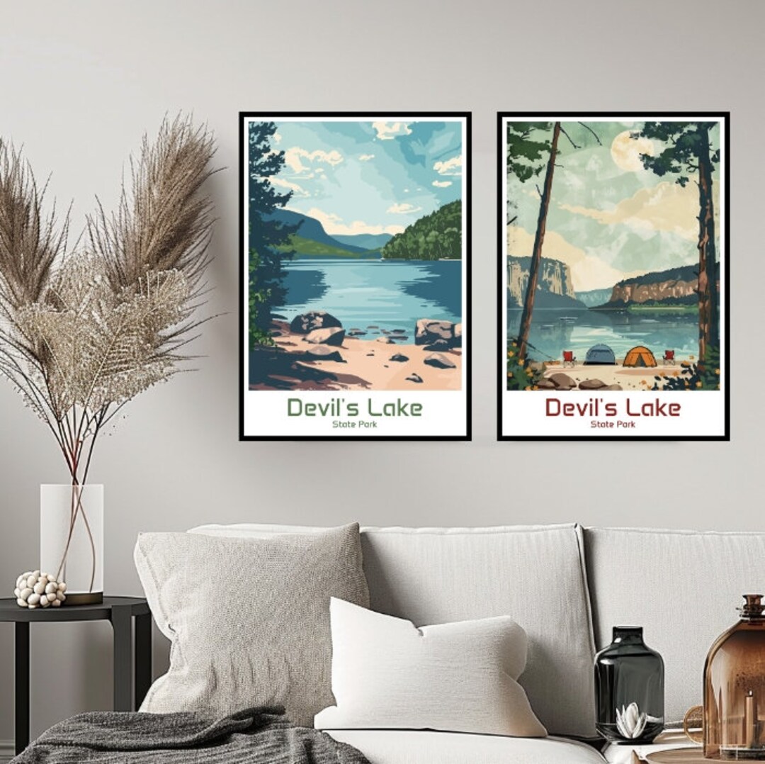 Devil's Lake State Park Poster Travel Print Wisconsin Devil's Lake Park ...