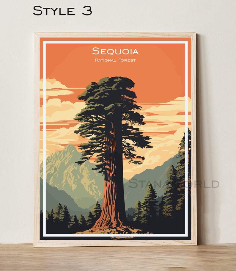 Sequoia National Forest Travel Poster Print Wall Art Sequoia National ...
