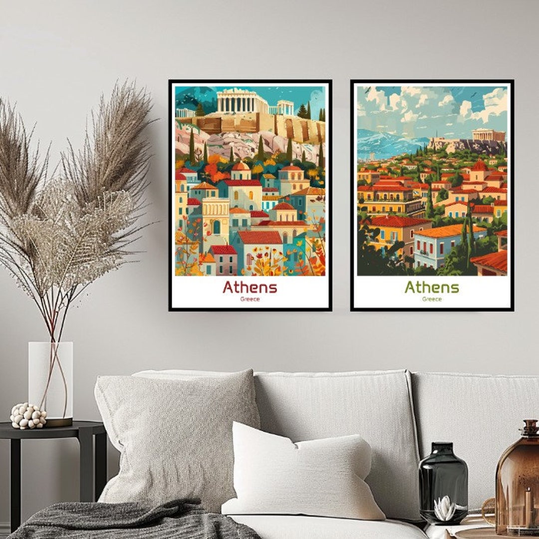 Athens Greece Poster Travel Print Wall Greece Athens Poster Wall Art ...