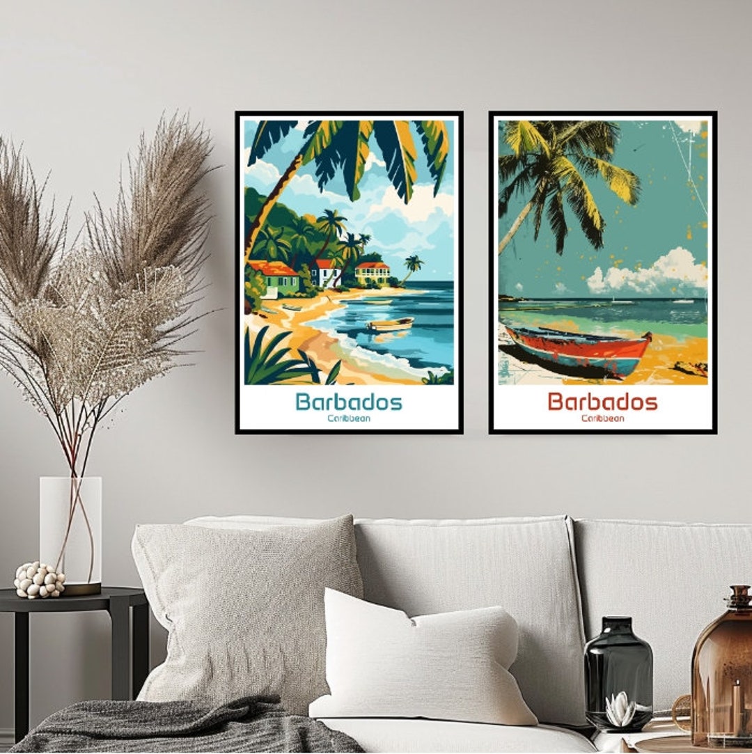Barbados Caribbean Poster Travel Print Wall Caribbean Barbados Poster ...