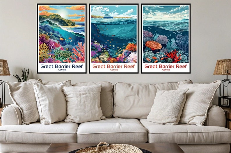 Great Barrier Reef Australia Poster Travel Print Wall Great Barrier ...