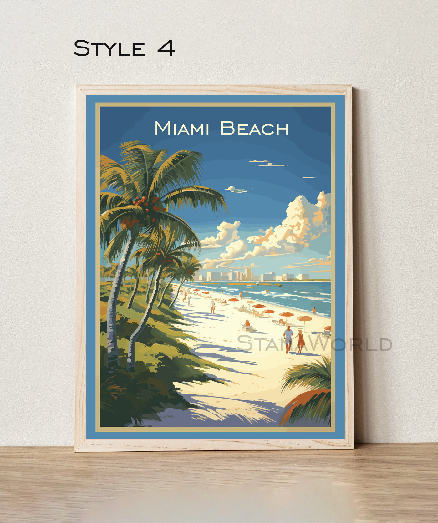 Miami Beach Travel Poster American Decor USA Travel Poster Miami Decor ...