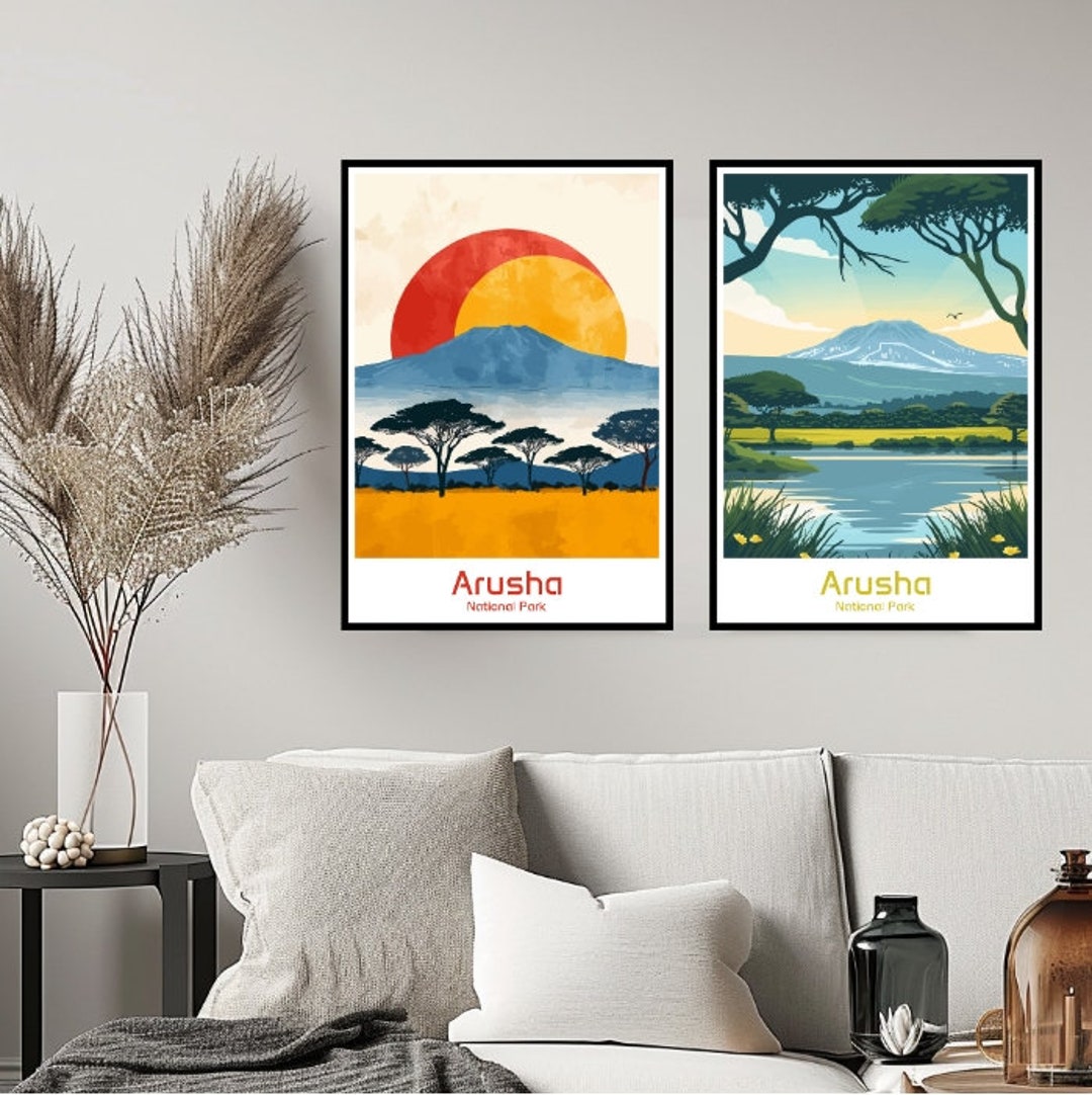 Arusha National Park Tanzania Poster Travel Print Mount Meru Arusha ...