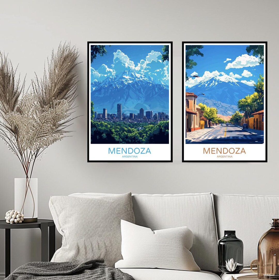 Mendoza Argentina Poster Travel Print Mendoza Andes Aconcagua Wall Home ...