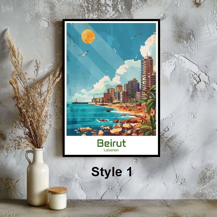 Beirut Lebanon Poster Travel Print Wall Lebanon Beirut Poster Wall Home ...
