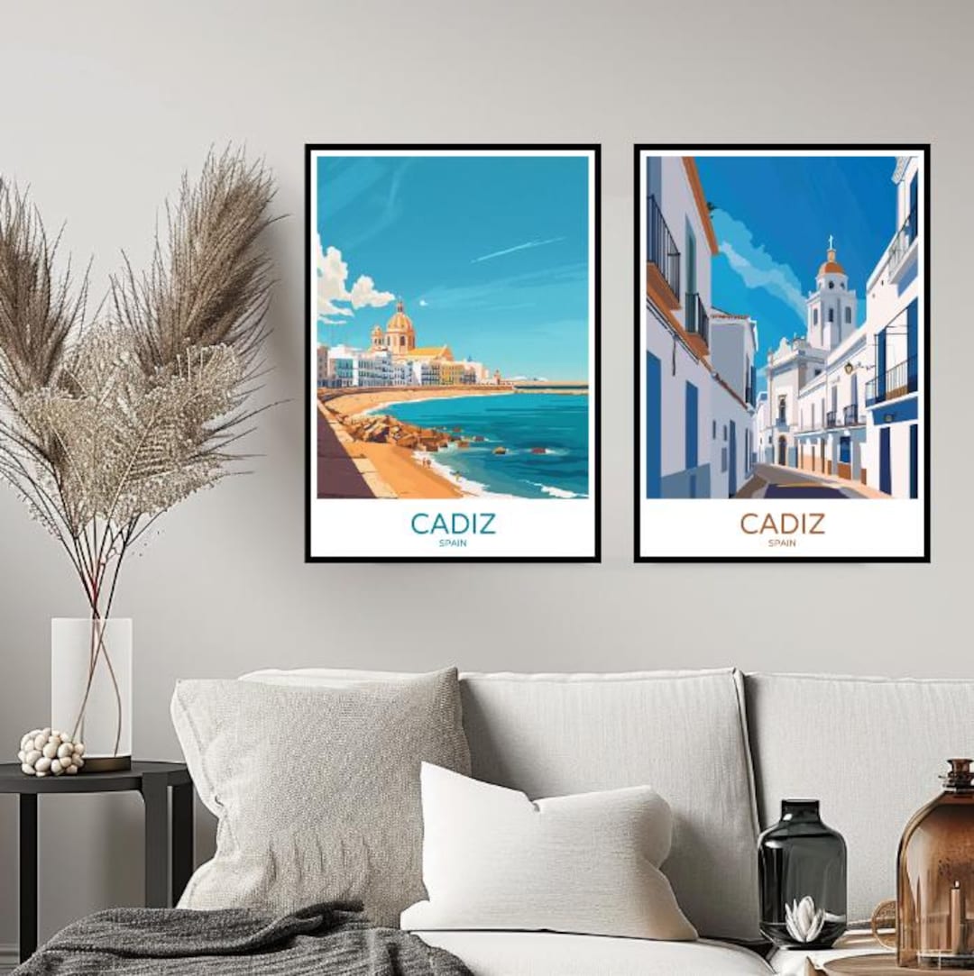 Cadiz Skyline Spain Spain Poster Travel Print Cadiz Iberian Peninsula ...