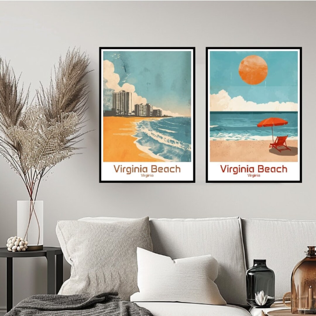 Virginia Beach Poster Travel Print Virginia Beach Wall Home Decor ...