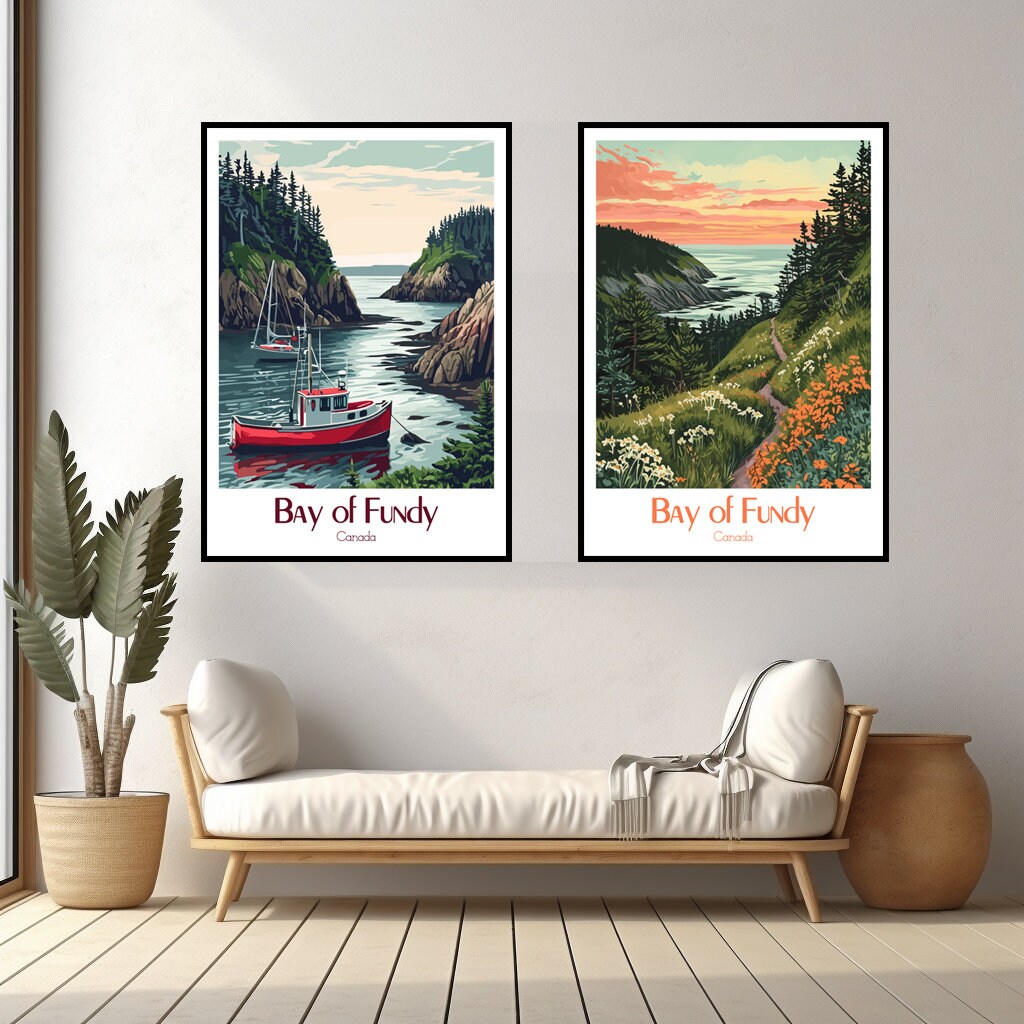 Bay of Fundy Canada Travel Poster Print Wall Bay of Fundy Poster Wall ...