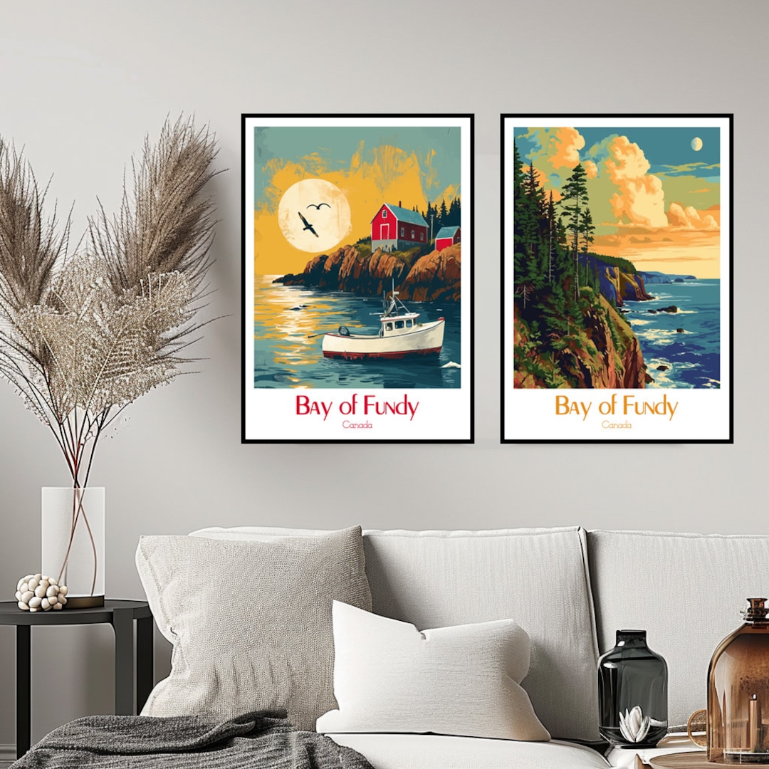 Bay of Fundy Canada Travel Poster Print Wall Bay of Fundy Poster Wall ...