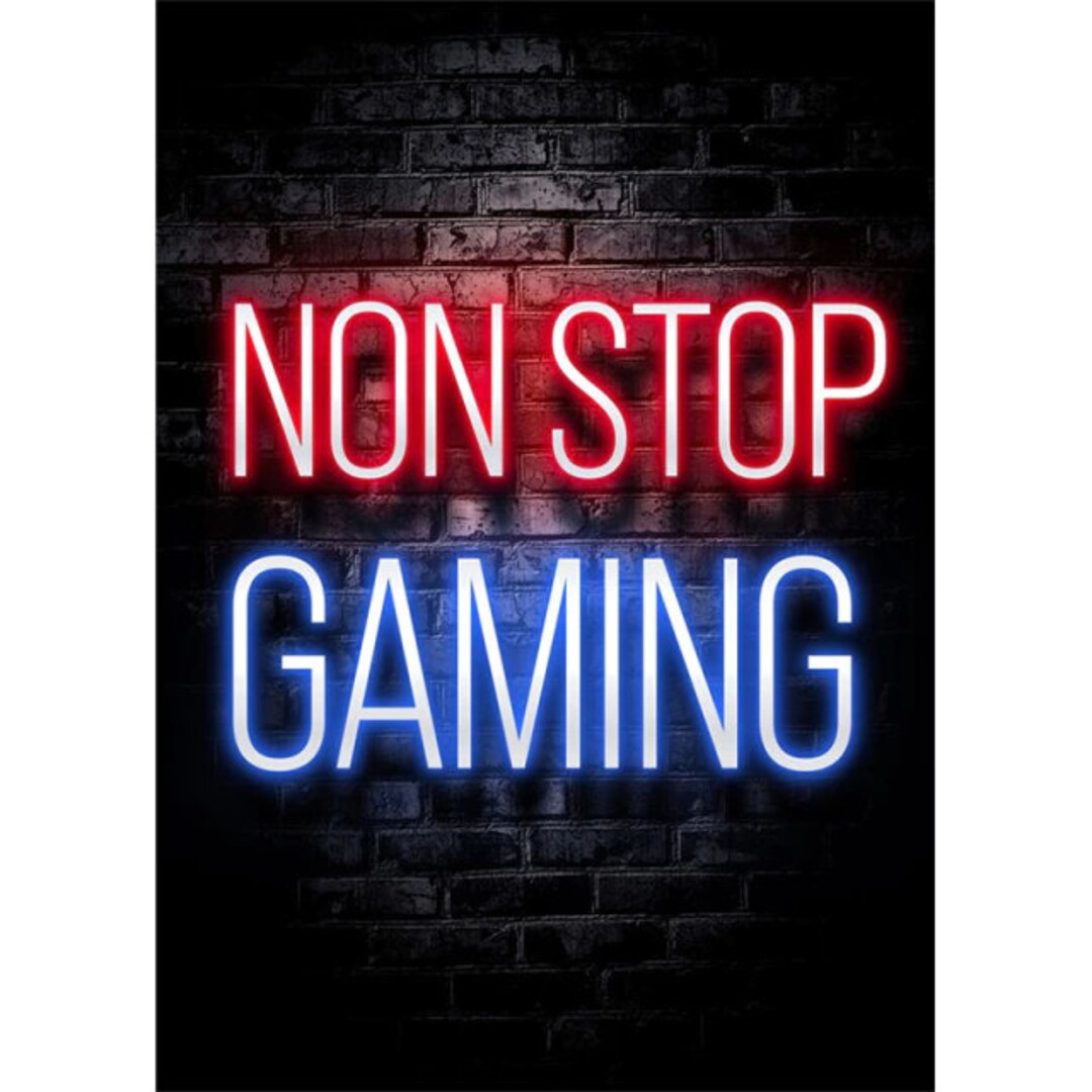 Gaming Neon Wall Poster, Non Stop Gaming Canvas Poster Wall Decor ...