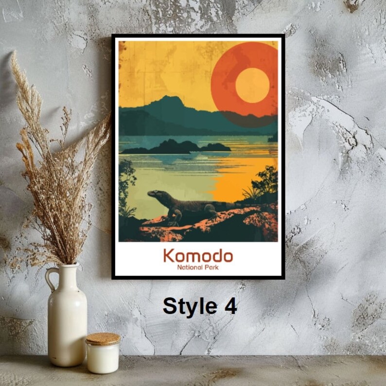 Komodo National Park Poster Travel Print Indonesia Komodo Park Wall Art ...
