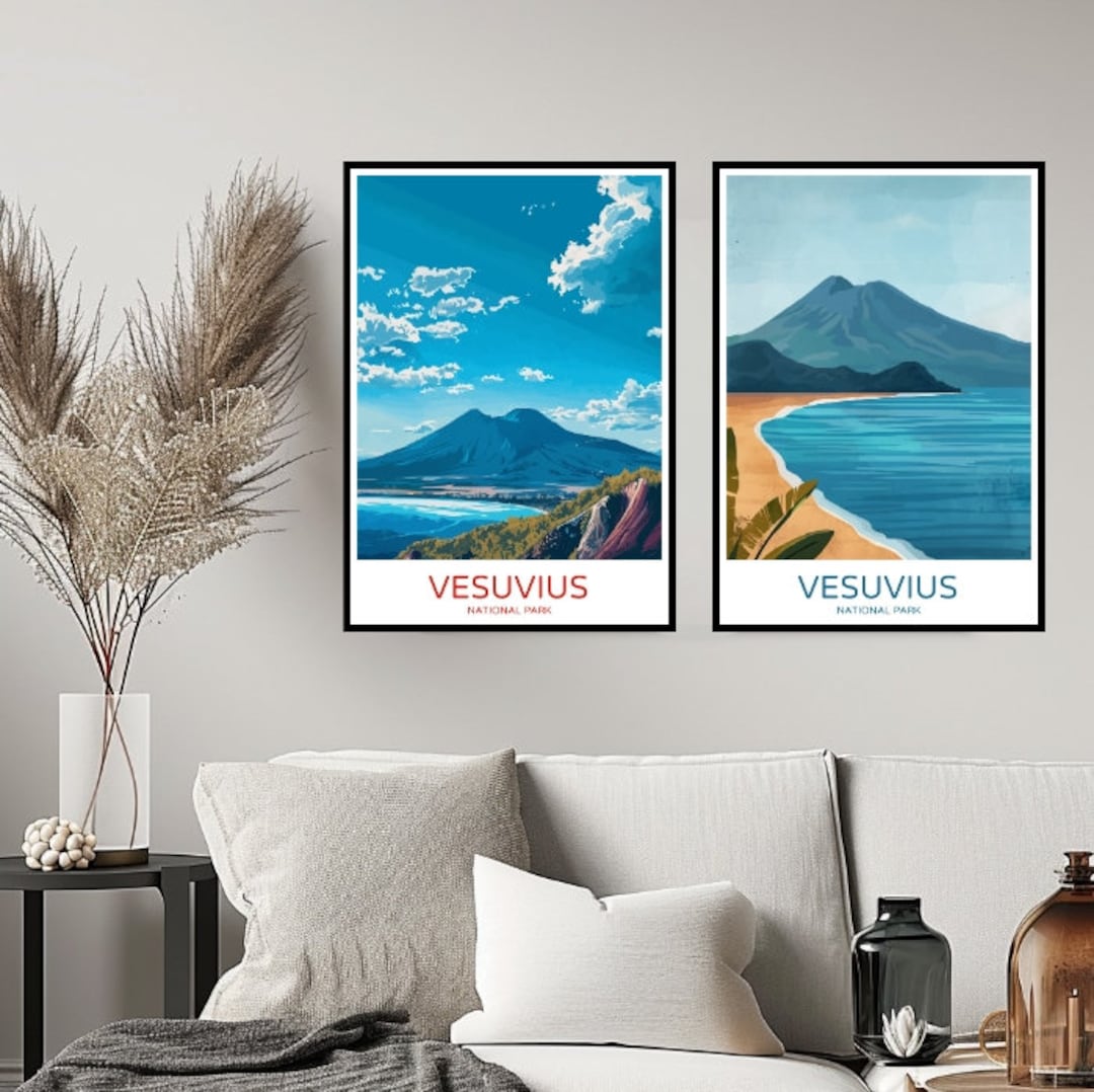 Vesuvius National Park Italy Poster Travel Print Vesuvius Park Mount ...
