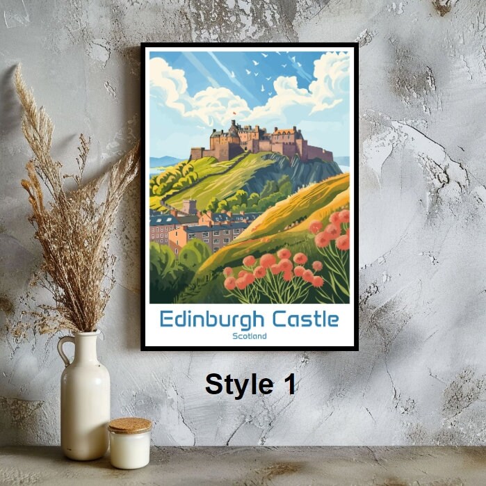 Edinburgh Castle Scotland Poster Travel Print Wall Edinburgh Castle ...
