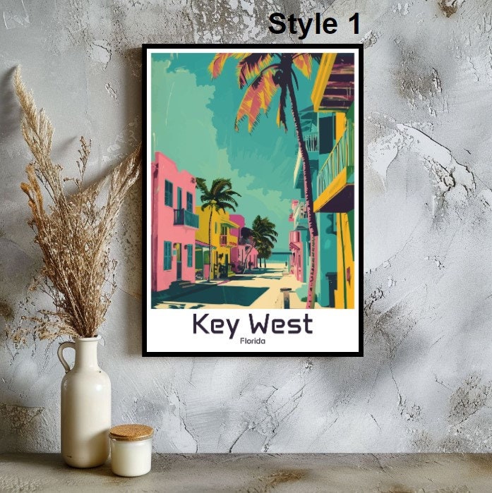 Key West Florida Travel Poster Print Wall Florida Key West Wall Poster ...