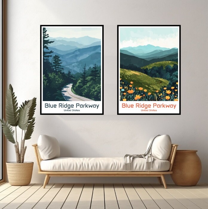 Blue Ridge Parkway Poster Travel Print Blue Ridge Parkway Wall Art Home ...
