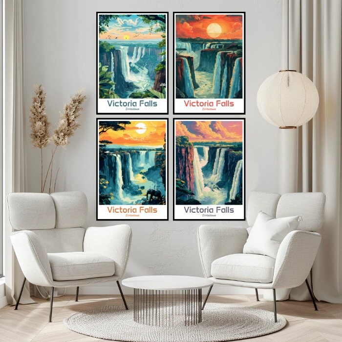 Victoria Falls Zimbabwe Poster Travel Print Wall Zimbabwe Victoria ...