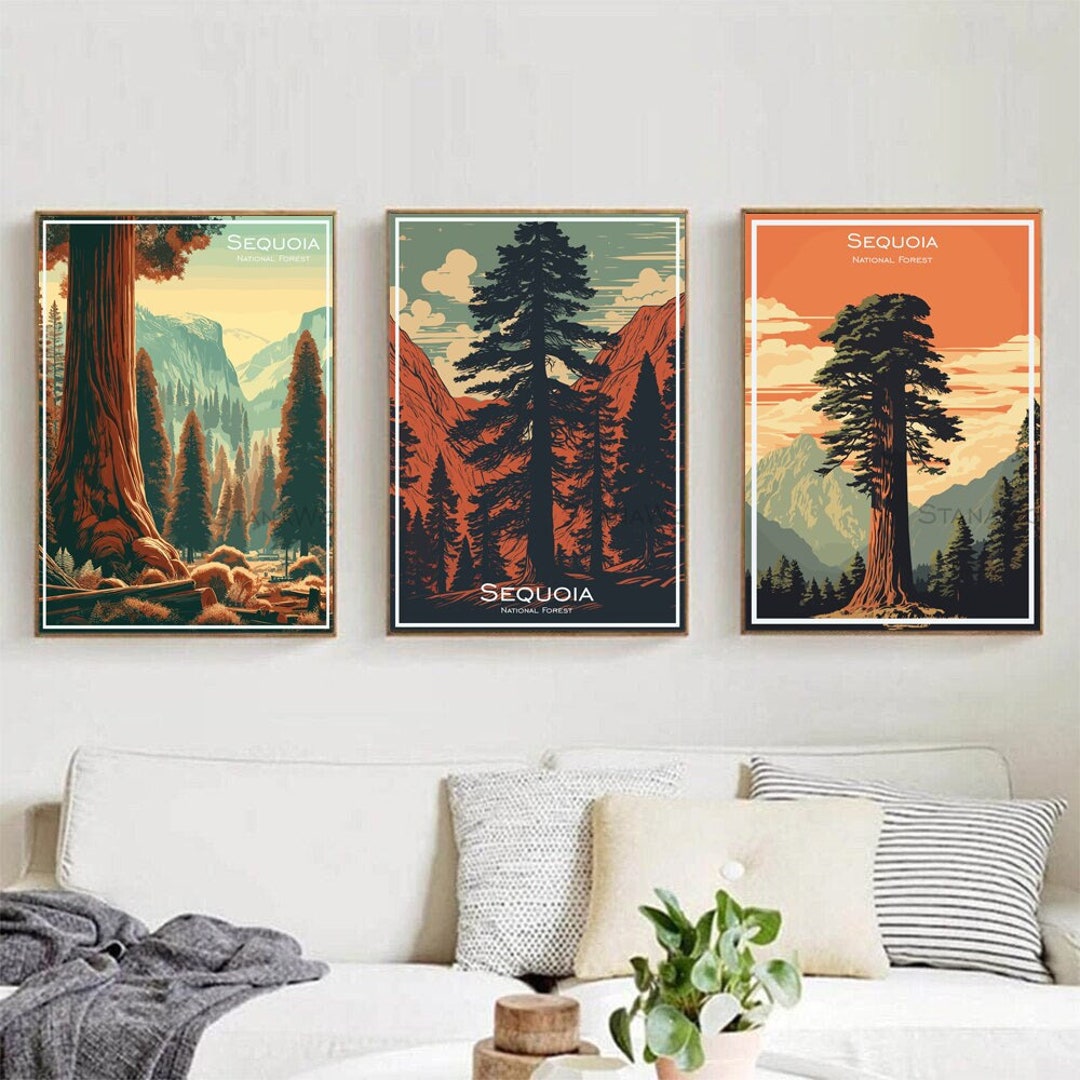 Sequoia National Forest Travel Poster Print Wall Art Sequoia National ...