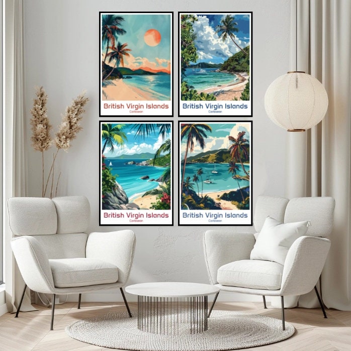 British Virgin Islands Poster Travel Print Wall Poster Caribbean ...