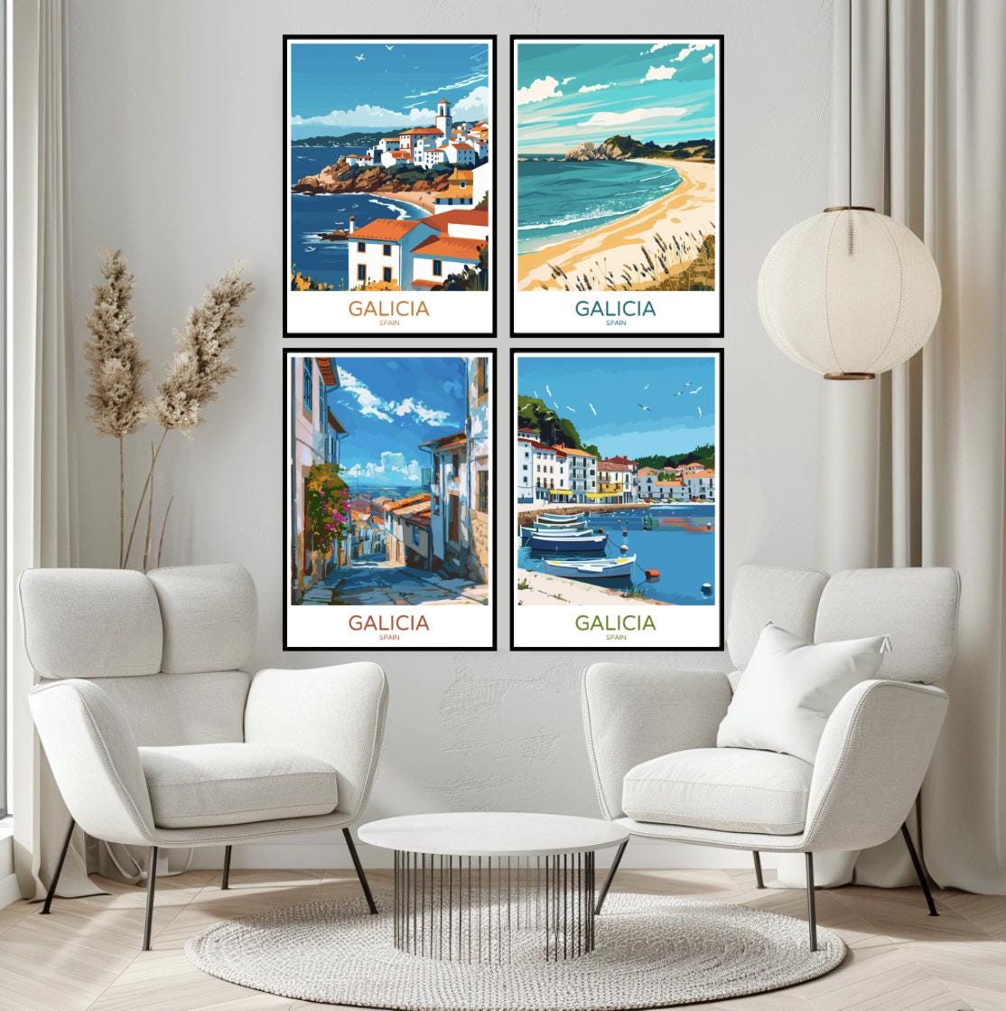 Galicia Spain Poster Travel Print Galicia Iberian Santiago De ...