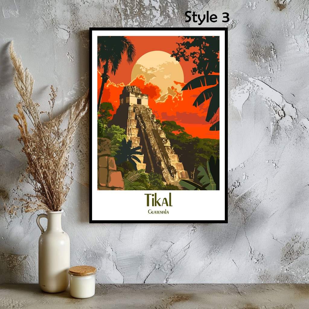 Tikal National Park Guatemala Travel Poster Print Wall Guatemala Tikal ...