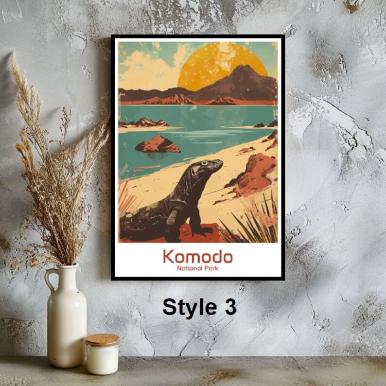 Komodo National Park Poster Travel Print Indonesia Komodo Park Wall Art ...